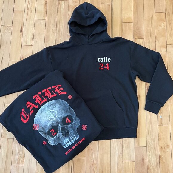 Sweaters | Calle 24 Street Mob Skull Bullseye Records Black Hoodie Nwot ...